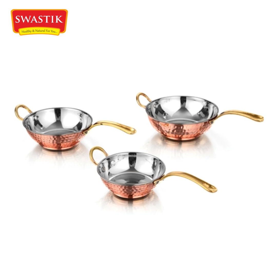 COPPER WOK PAN- BRASS HANDLE - Shree Swastik Food Products